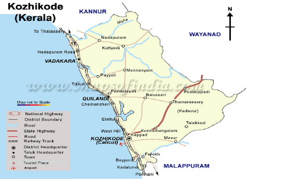 Tourist Map Guide of Kozhikode – Kerala Orbit