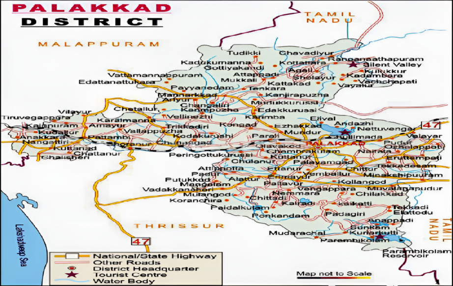Palakkad Tourist Map Guide - Kerala Orbit